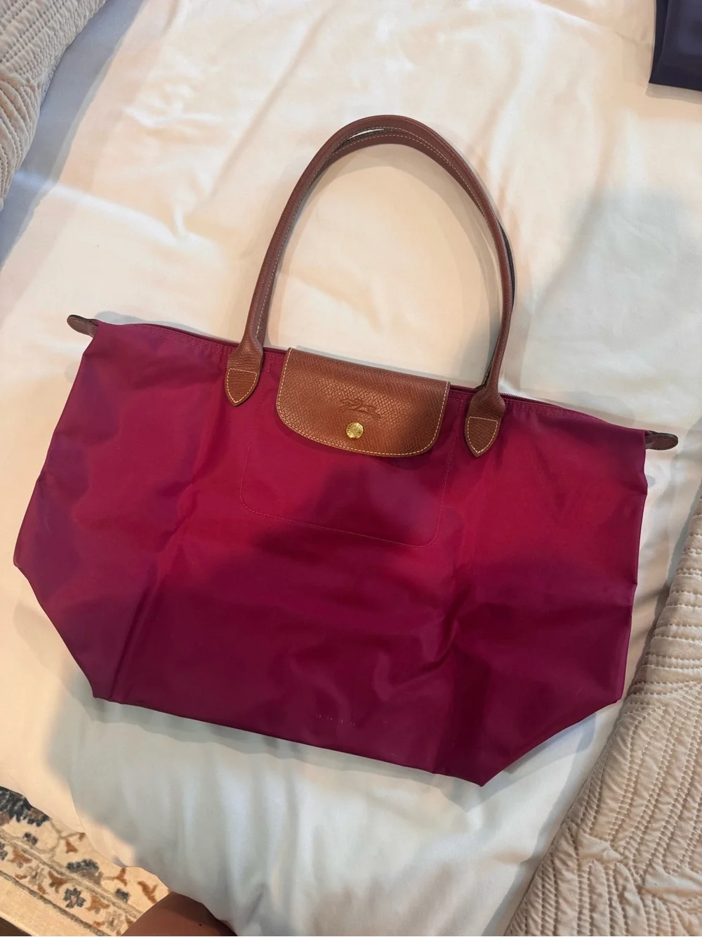 Longchamp | Bags | Longchamp Le Pliage Large Shoulder Bag In Burgundy ...